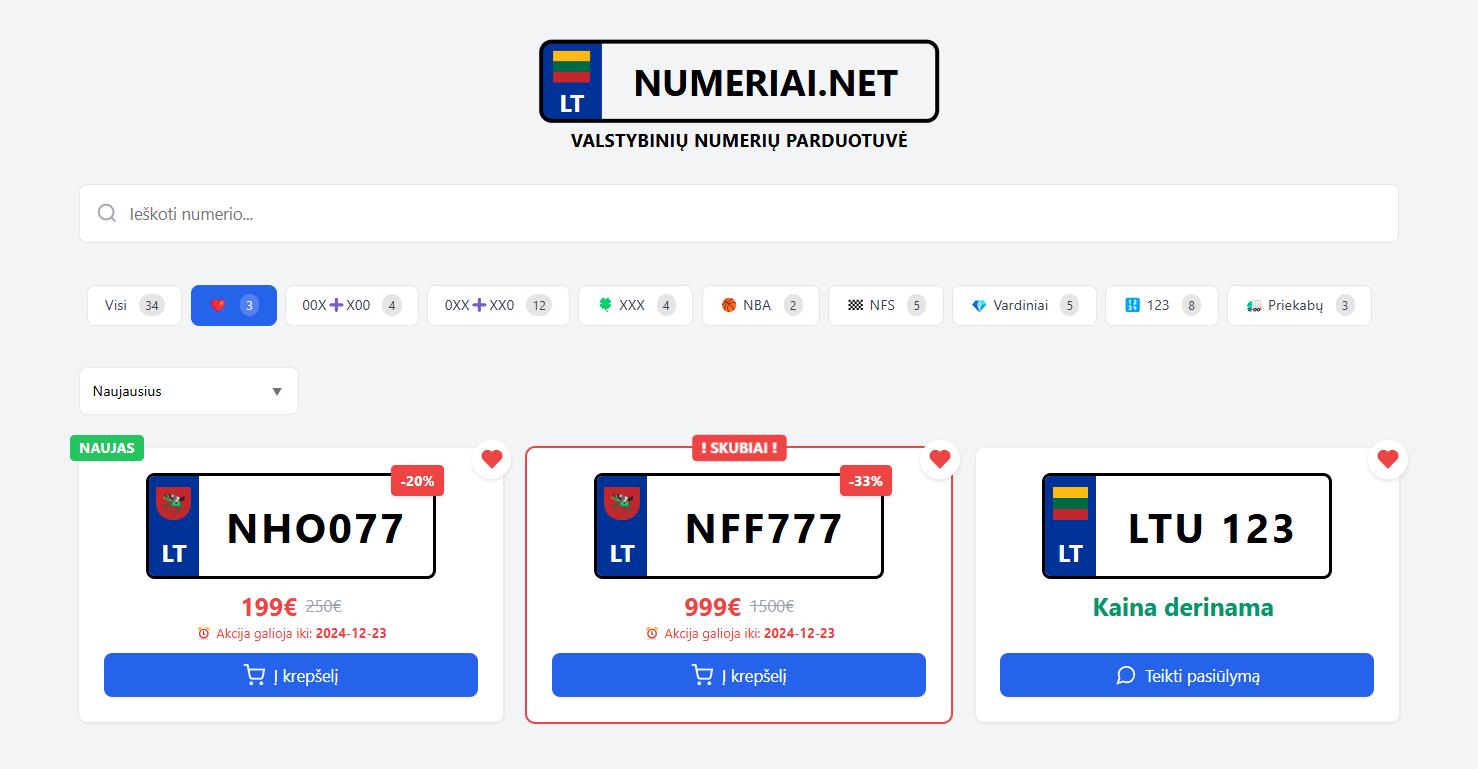 Automobilių Numeriai | Valstybinių Numerių Parduotuvė | NUMERIAI.NET